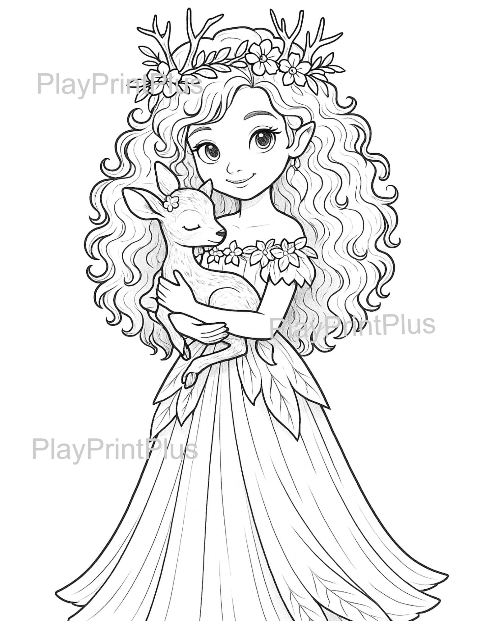 Princess Coloring Page for Girls | Cute Printable Princess PDF for Kids ...