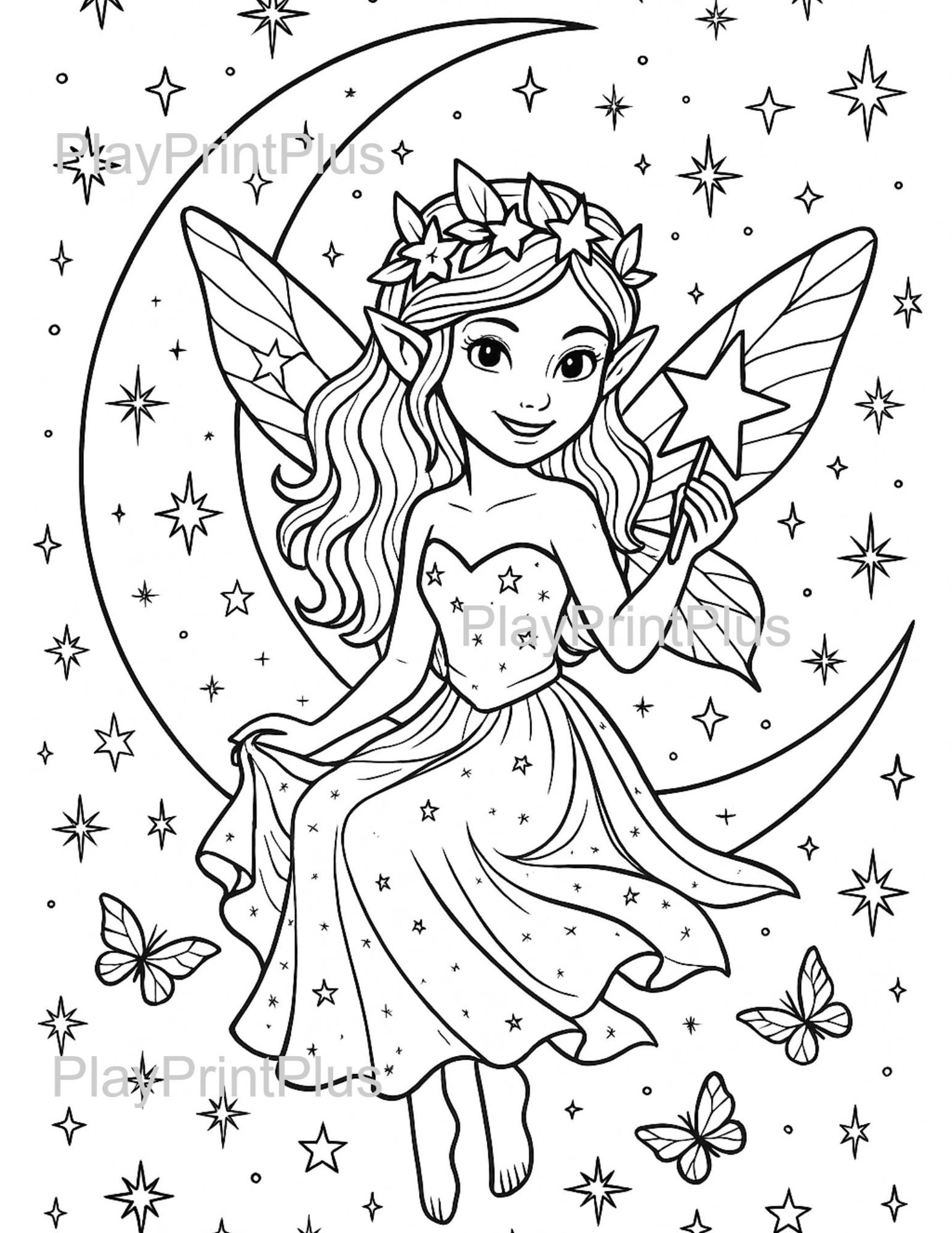 Fairy Coloring Page for Kids – Cute Rainy Day Fairy PDF for Toddler ...