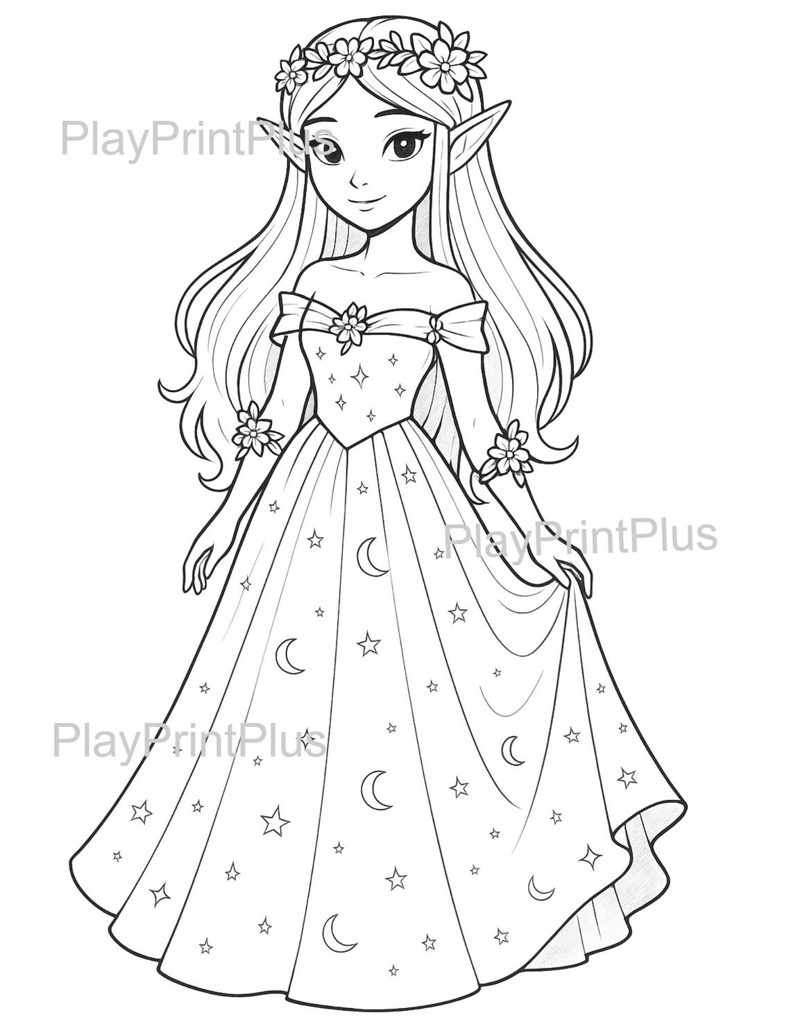 Princess Coloring Page for Girls | Cute Printable Princess PDF for Kids ...