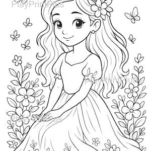 Princess Coloring Page for Girls | Cute Printable Princess PDF for Kids ...