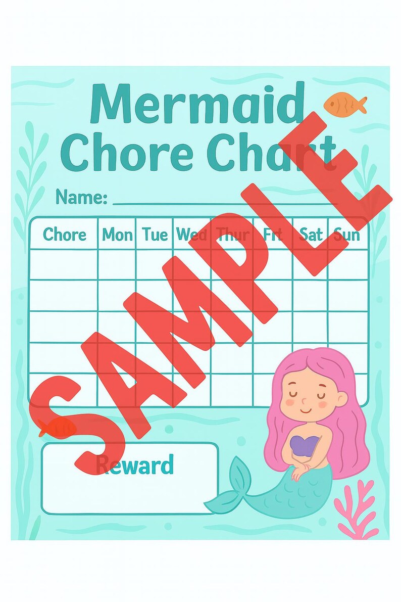 Helpful Mermaid Chore Chart for Kids – Printable Daily Routine Tracker ...