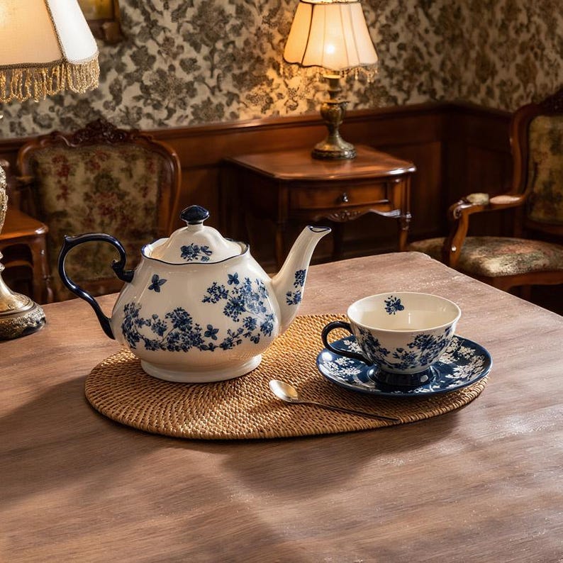 Exquisite Retro Ceramic Tea Set, Ceramic Coffee Cup Saucer Set, British ...