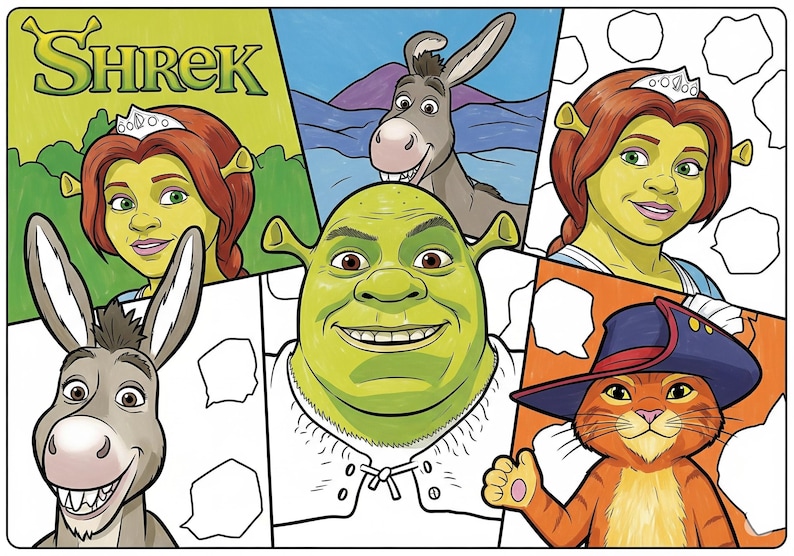 20 Unique Shrek Themed Coloring Pages for Your Child. - Etsy