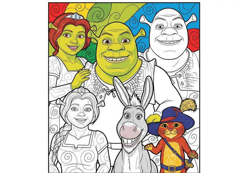 20 Unique Shrek Themed Coloring Pages for Your Child. - Etsy