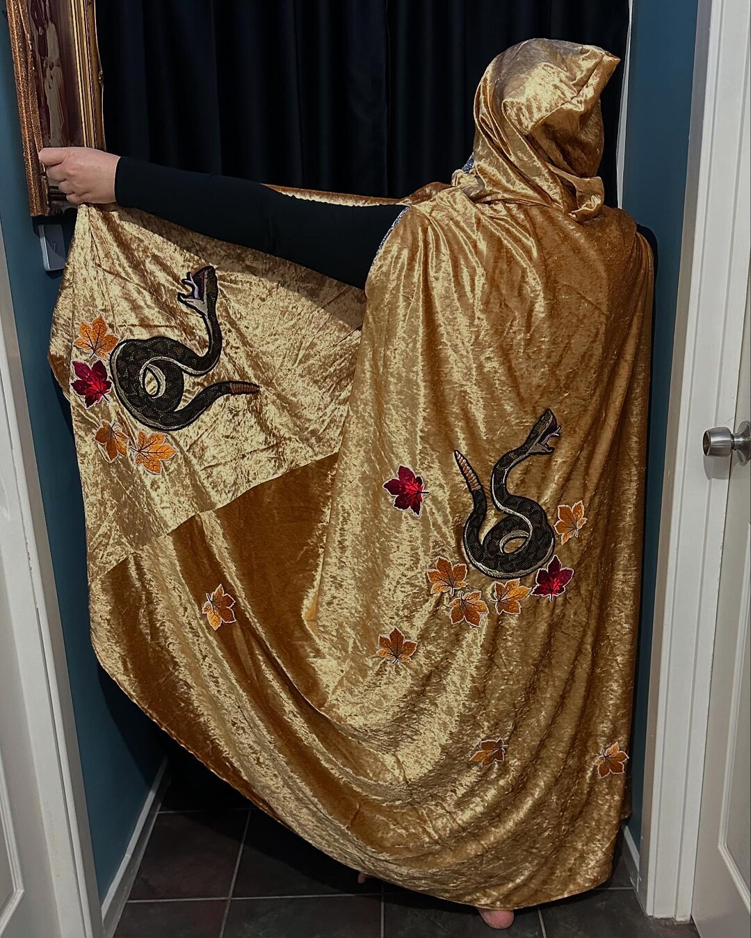 Full Length Gold Cloak With Rattle Snake and Autumn Leaves Features - Etsy