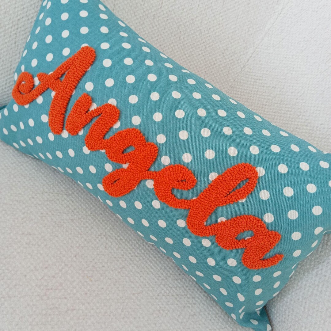 Custom Name Punch Cushion With Polka Dot , Handmade Cozy Home Decor ...