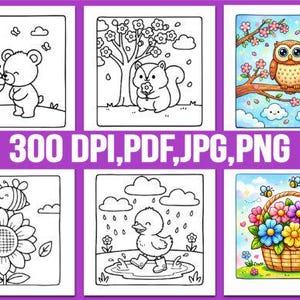 Spring Animals Coloring Pages for Kids | Bold, Easy Designs (40 Pages ...