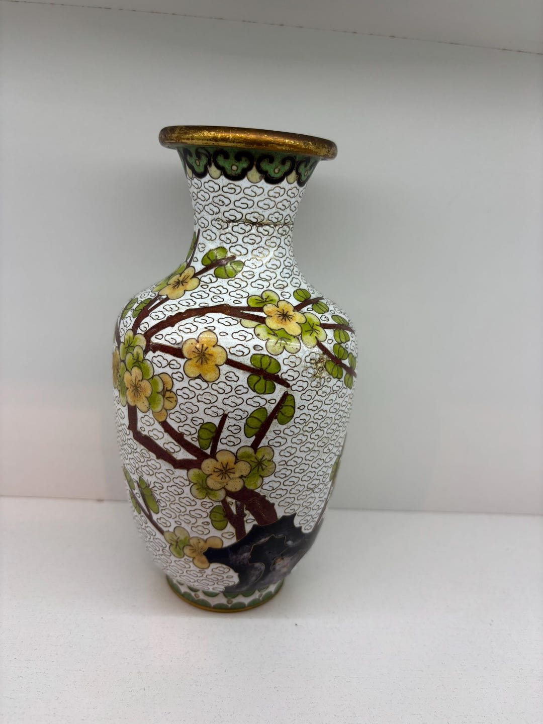 Cloisonné Enamel Vintage Vase With Floral Design 7.5” Inches Tall - Etsy