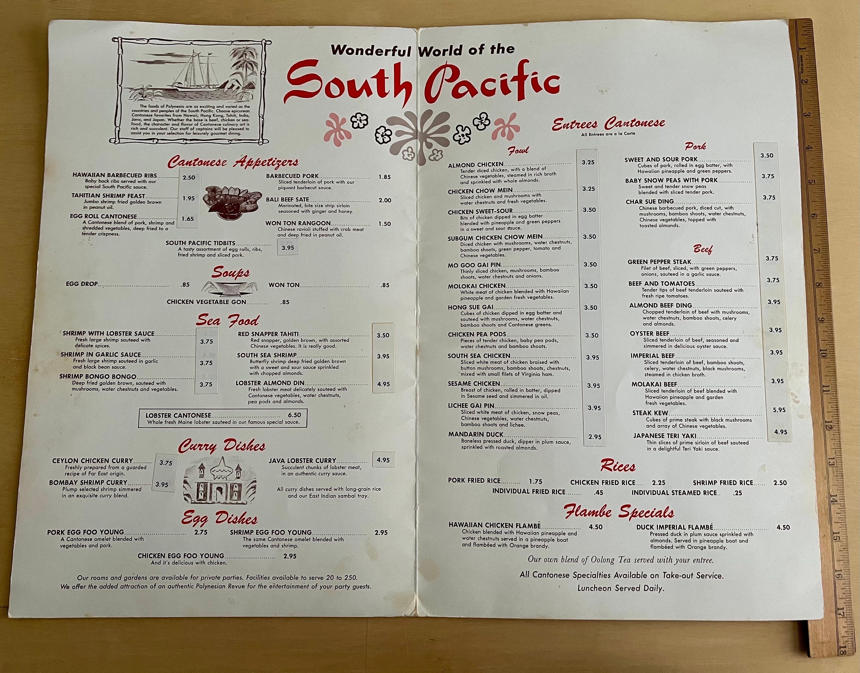 South Pacific Dinner Menu Vintage Tiki Hallandale Florida 1960s ...