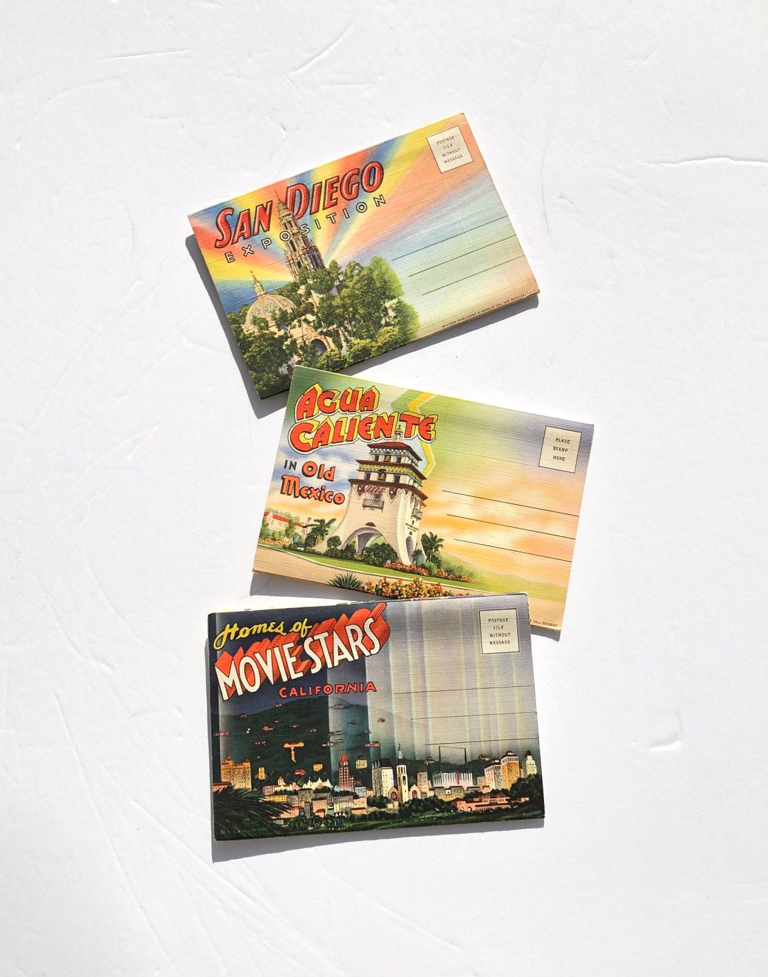 Postcards Foldout Colored Lithographs Genuine Vintage San Diego Homes ...