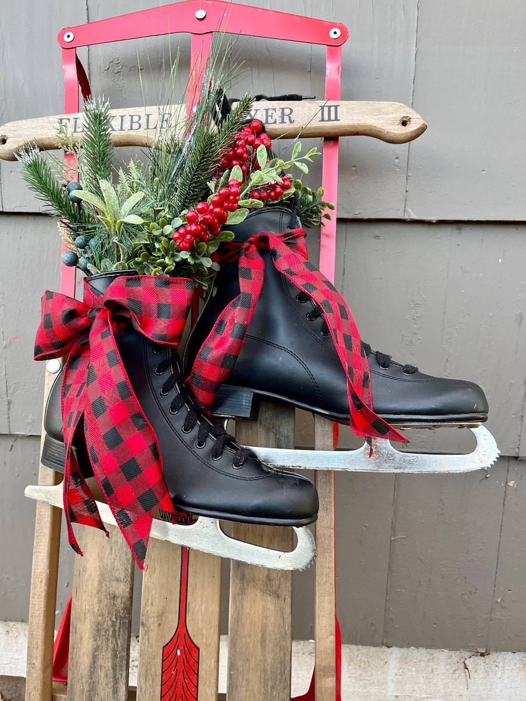 Choice of 1 or 2 Skates-ice Skates-christmas Skates-wreath Alternative ...