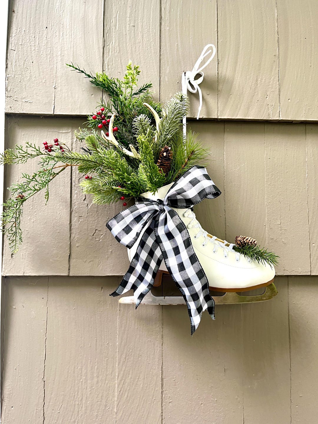 Ice Skate Front Door Decoration-winter Skate Wreath Wreath Alternative ...