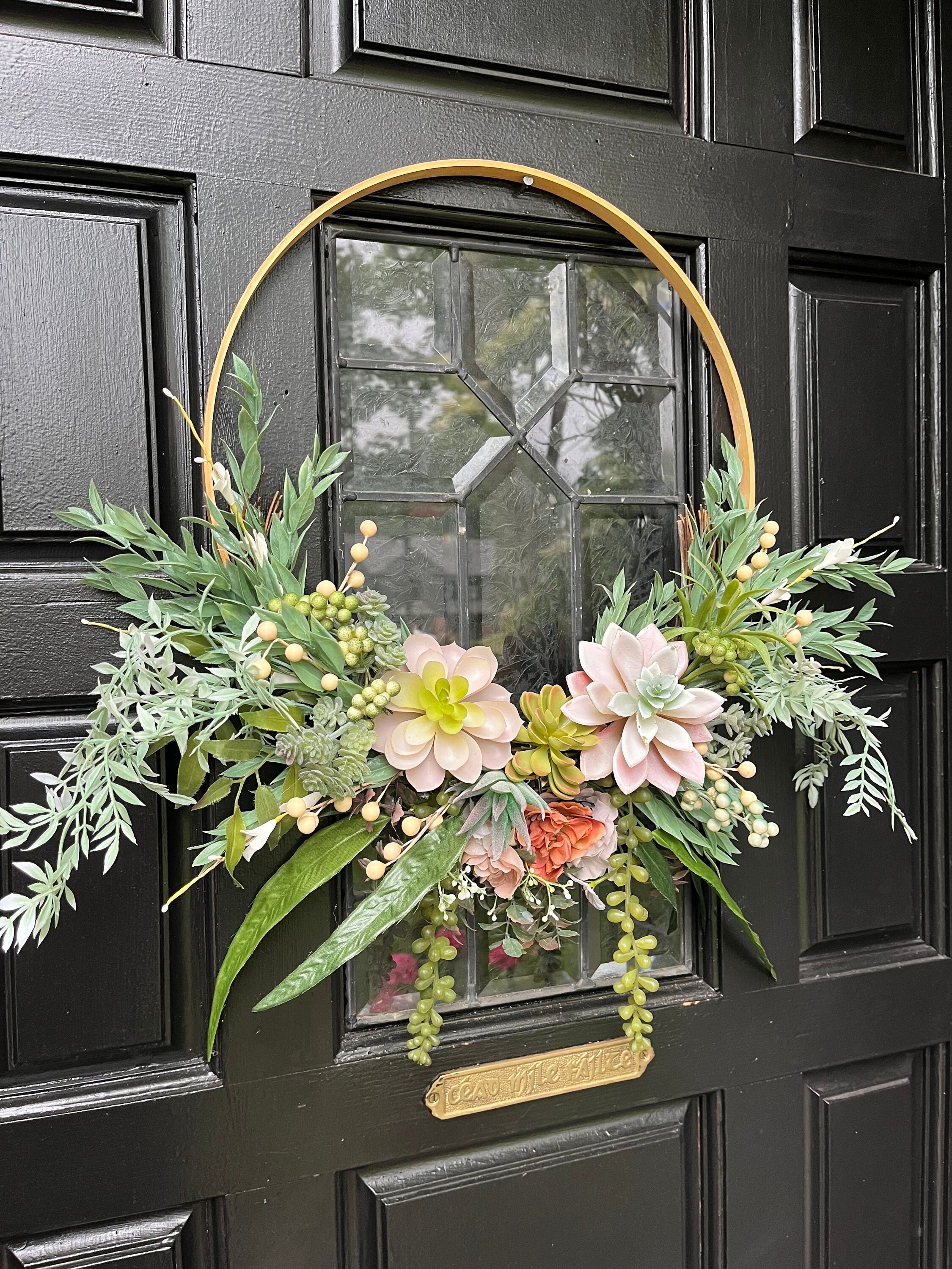 Succulent Wreath: Boho Farmhouse Door Decor - Etsy
