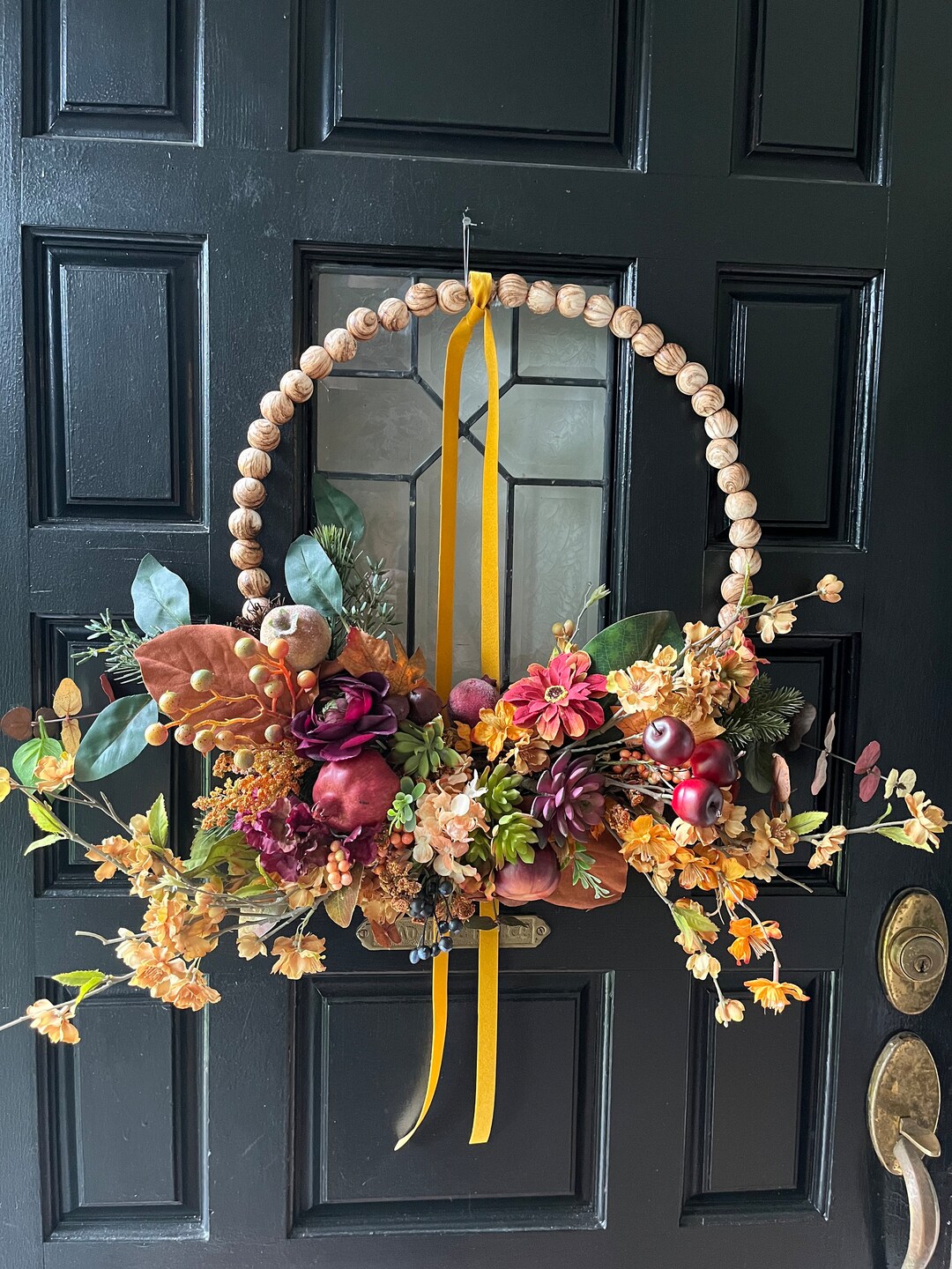 Fall Bead Wreath-farmhouse Front Door Wreath-minimalist Wreath ...