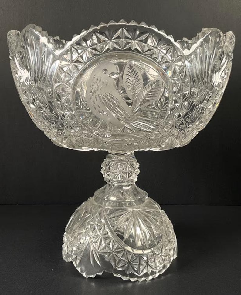 Hofbauer Byrdes Crystal Pedestal Bowl – 8.5” X 9” – West Germany – Bird ...