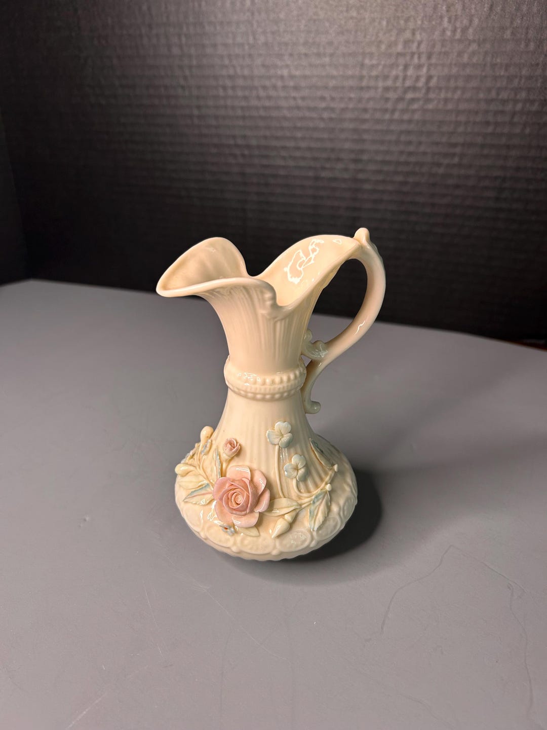 Belleek Aberdeen Floral Ewer – 6" – Green Mark – Irish Parian Porcelain ...