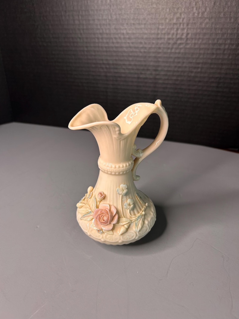 Belleek Aberdeen Floral Ewer – 6" – Green Mark – Irish Parian Porcelain ...
