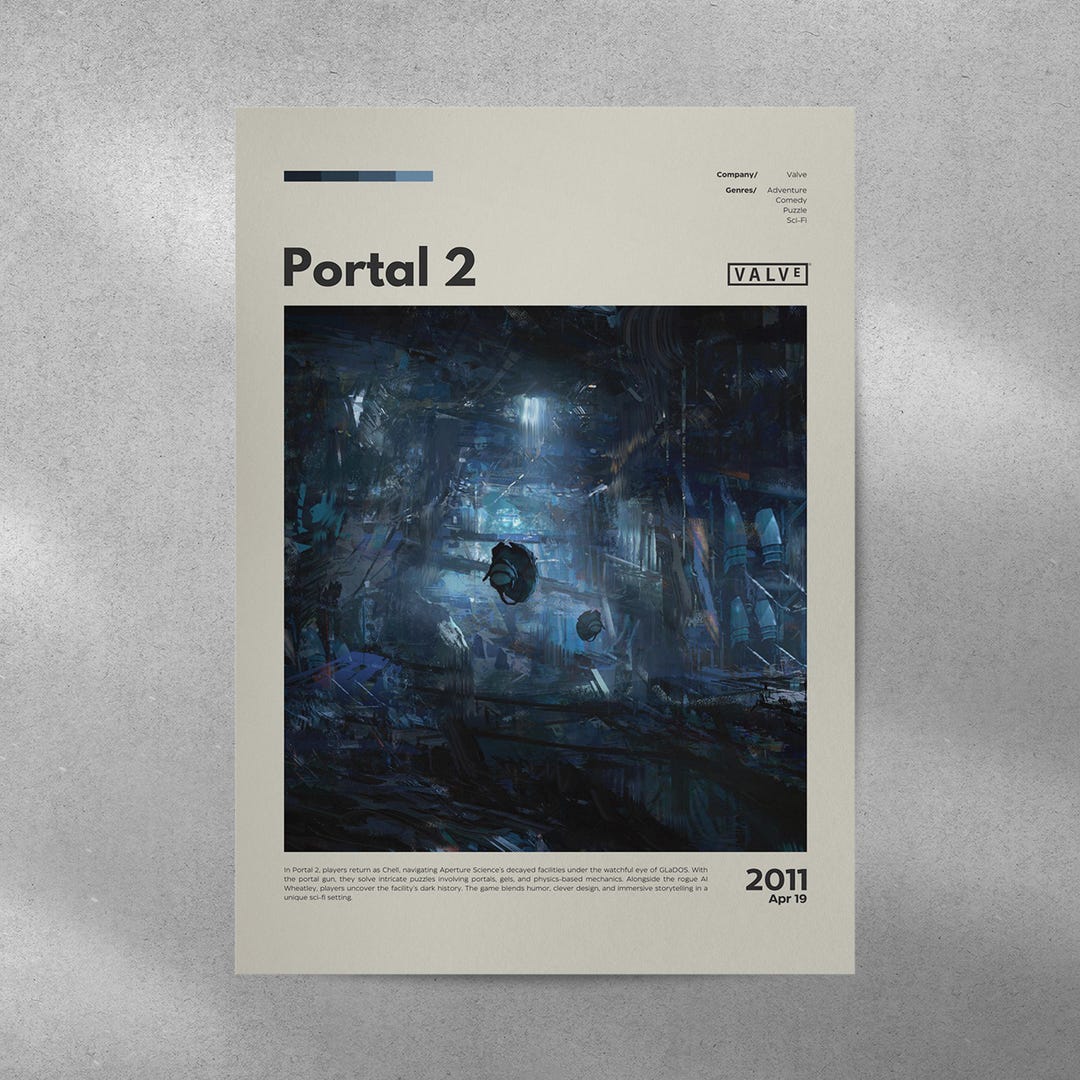 Portal 2 Poster, Gaming Room Poster, Gaming Wall Poster, Gaming Print ...