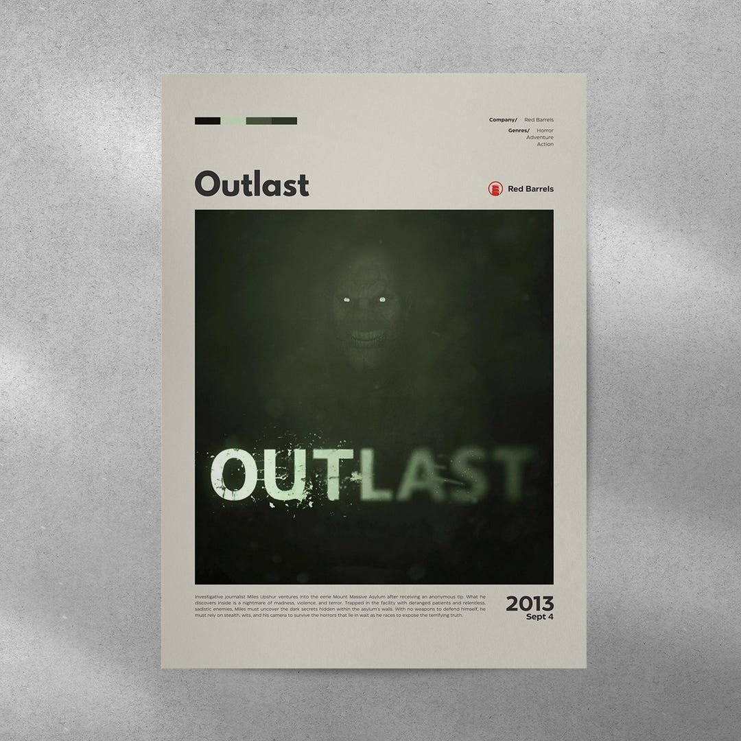 Outlast Poster, Gaming Room Poster, Gaming Wall Poster, Gaming Print ...