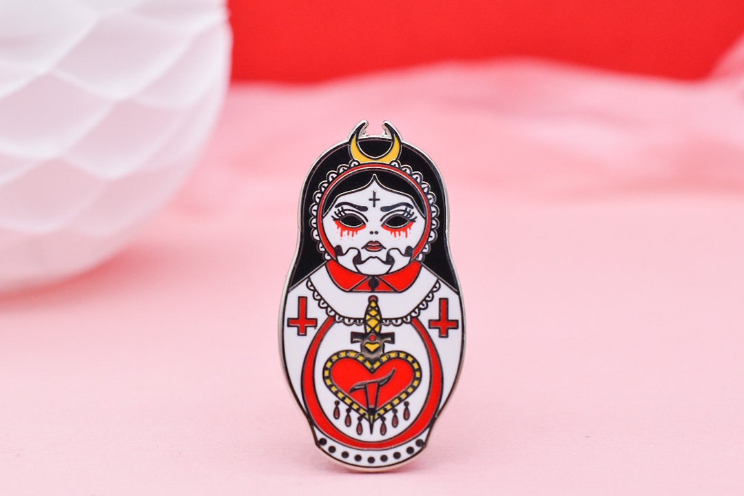 Cute Creepy Enamel Pin, Saint Psycho, Demon Choir Girl, Russian Doll - Etsy