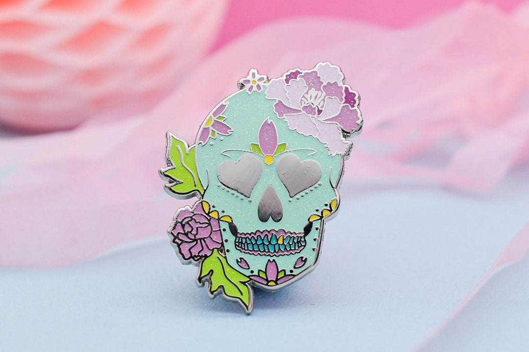 Skull Tattoo Enamel Pin, Dead Gorgeous, Sugar Skull, Day of the Dead - Etsy
