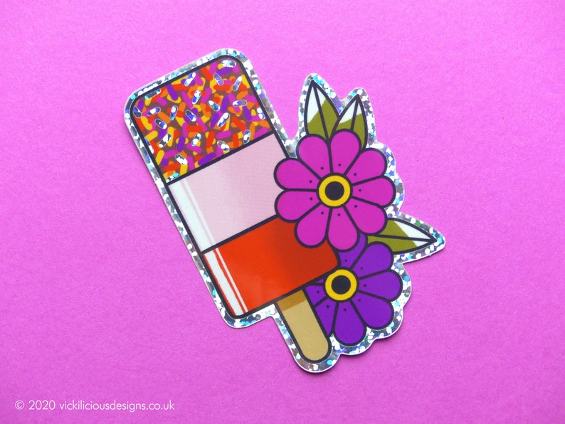 80s Fab Ice Lolly Tattoo Glitter Sticker - Etsy