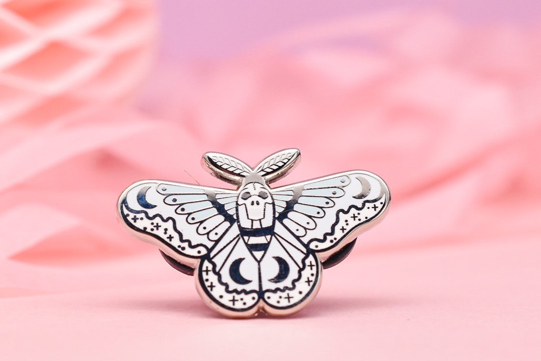 Dreamy Moon Moth Hard Enamel Pin - Etsy