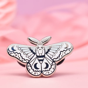 Dreamy Moon Moth Hard Enamel Pin - Etsy