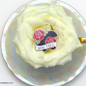 Stay True Heart & Rose Tattoo Hard Enamel Pin - Etsy