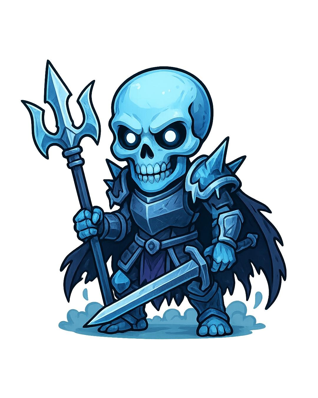 Chibi Undead Warrior Clipart: Frost Skeleton Lord PNG & SVG (digital ...