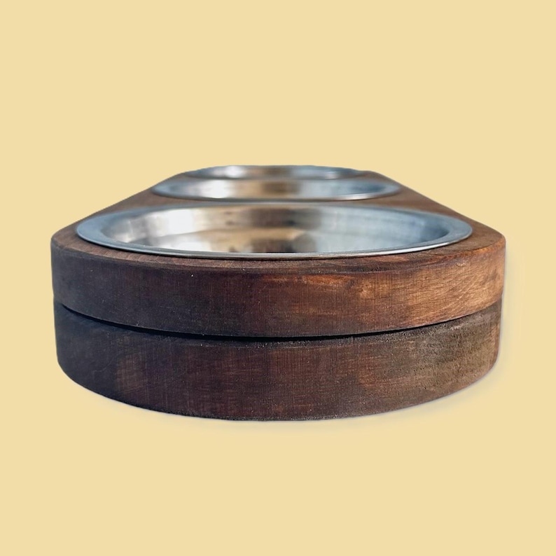 Triple Wooden Pet Feeder – Removable Alder Wood Stand With 3 Bowls ...