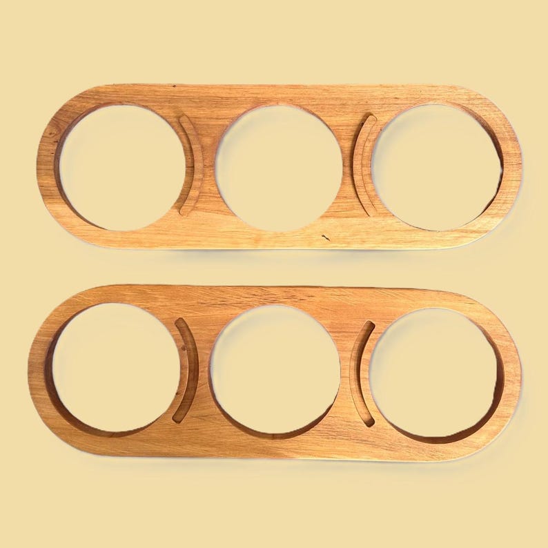 Triple Wooden Pet Feeder – Removable Alder Wood Stand With 3 Bowls ...