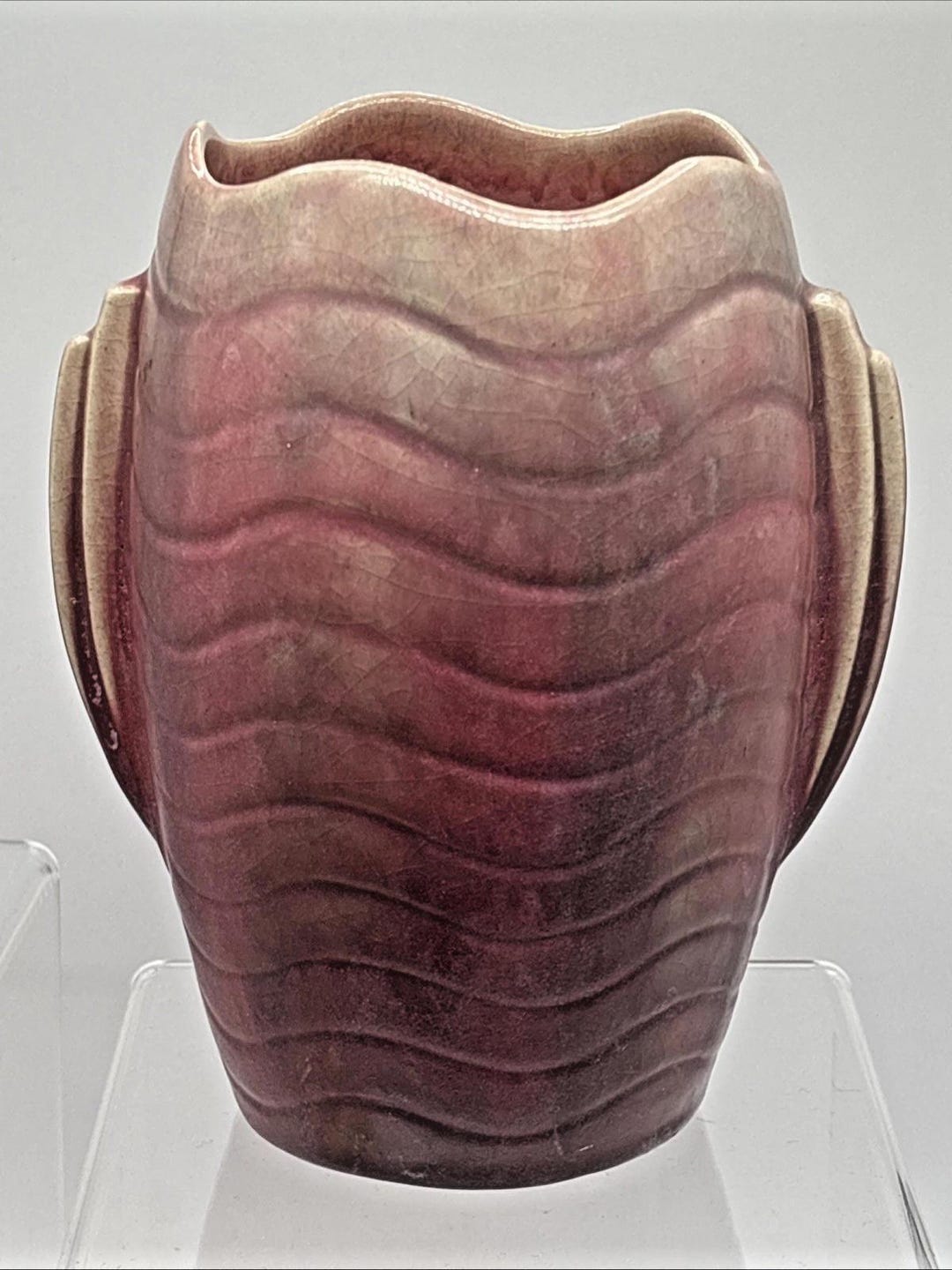 Vintage Shorter & Sons England Ribbed Vase Pink Green Smoky Color 6 In ...