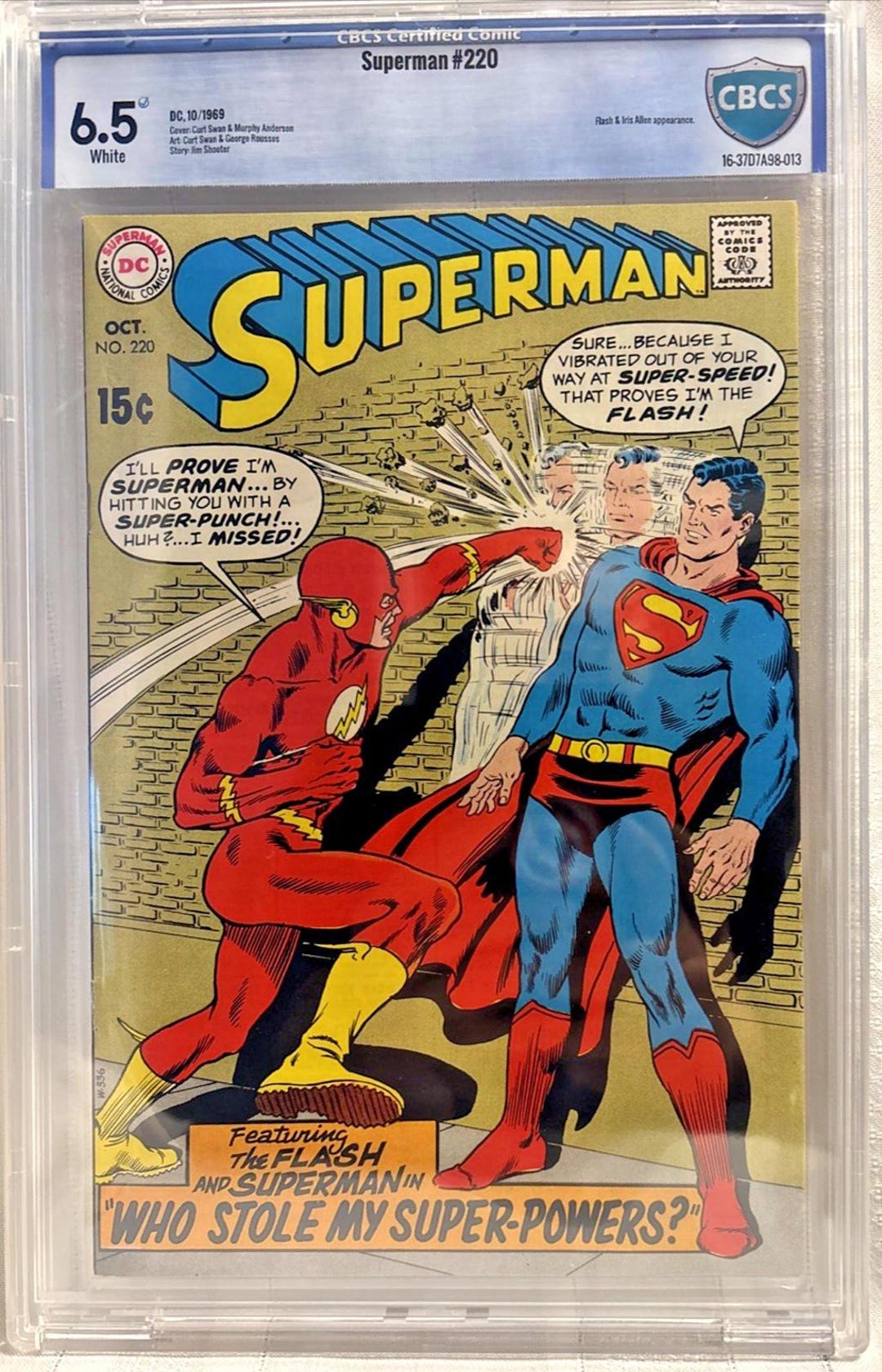 Superman #220 CBCS 6.5 White Pages Flash DC Comics 1969 - Etsy