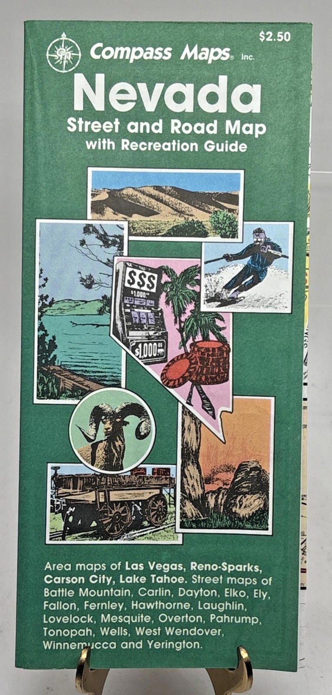 Vintage 1993 Nevada Street and Road Map W Recreation Guide Compass Maps ...