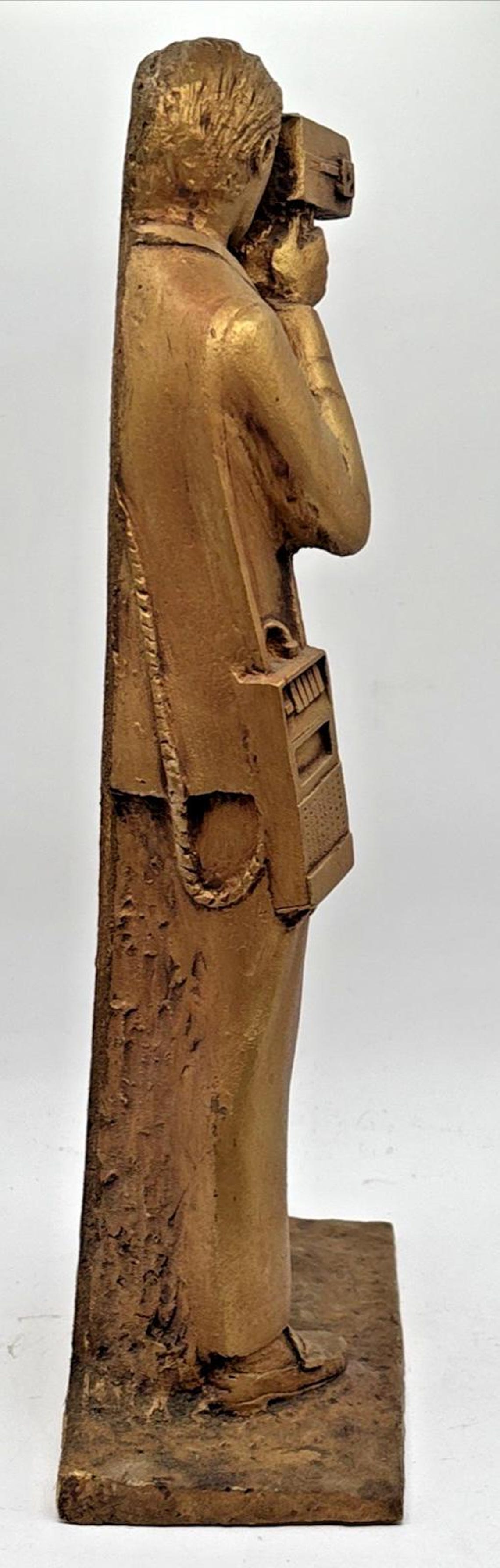 Vintage Gold Styrofoam Reporter Statue With Camera and Recorder 1960s ...