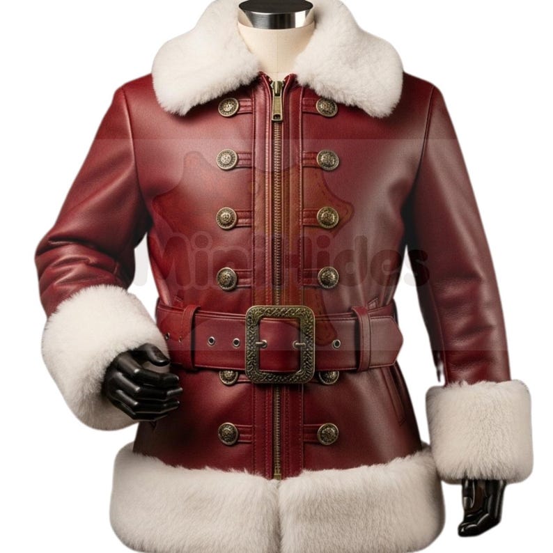 Santa Inspired Leather Jacket - Christmas Cosplay Coat - Etsy