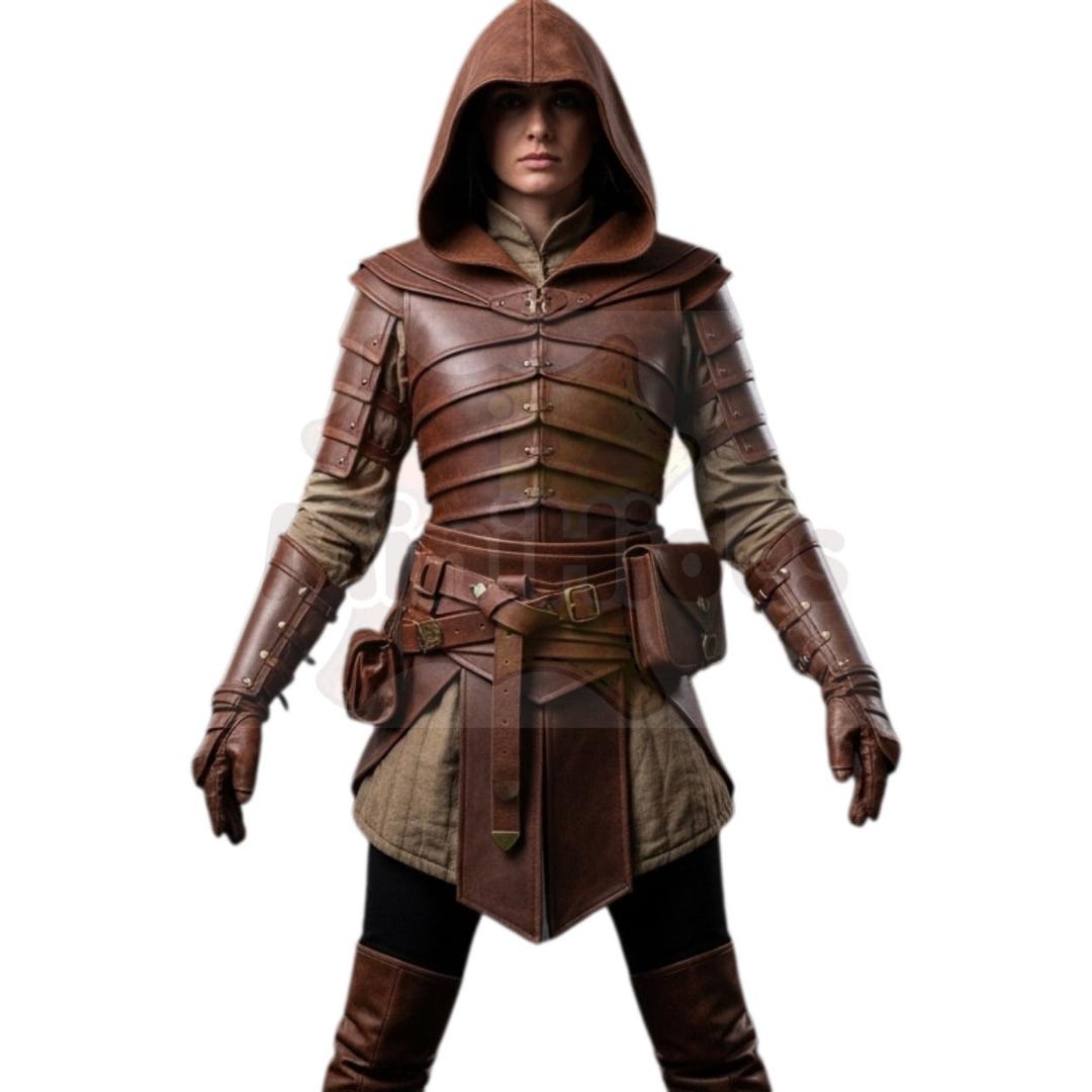 Medieval Knight Leather Armor – Cosplay Hooded Outfit for Men & Women ...