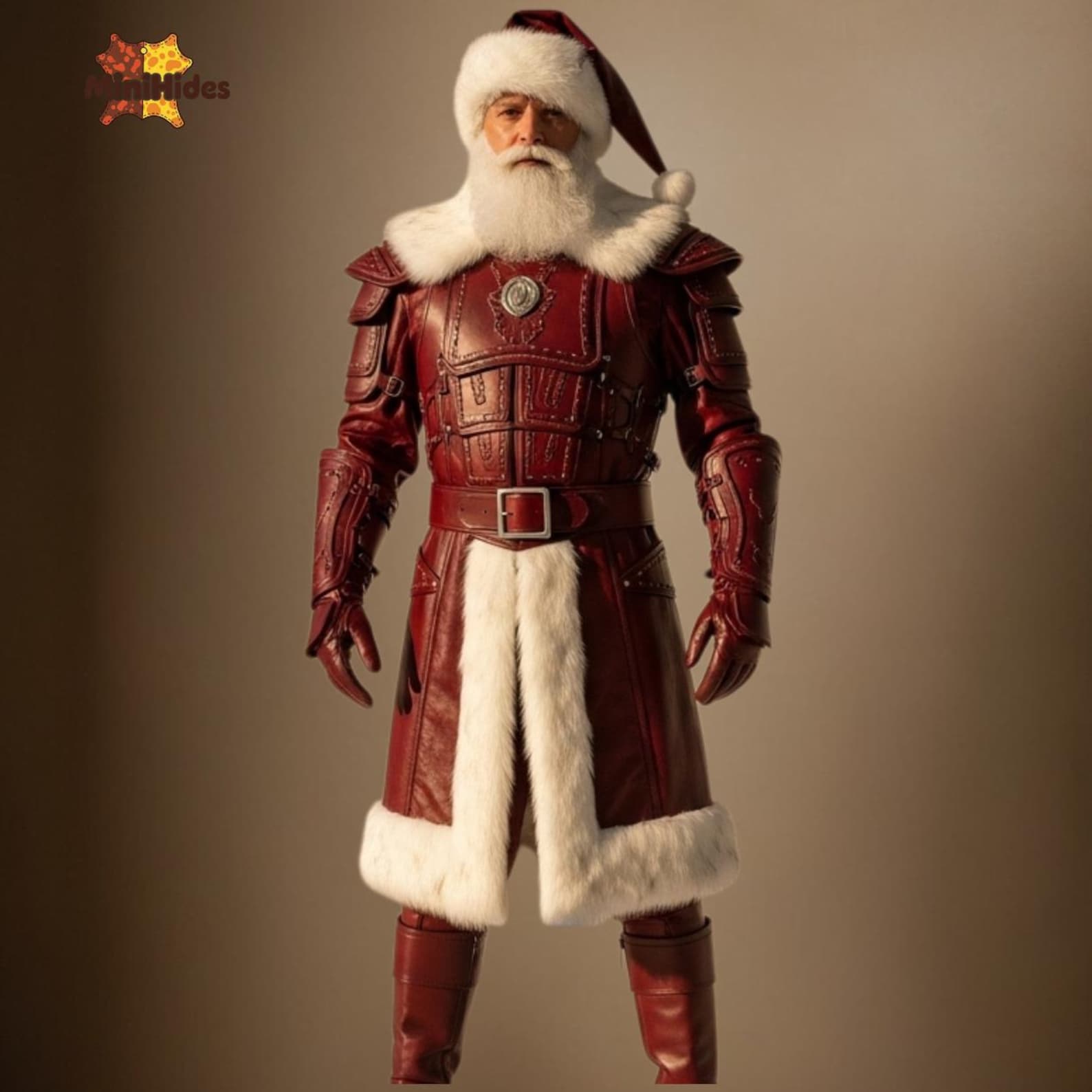 Handmade Red Leather Santa Claus Costume: White Fur Trim - Etsy