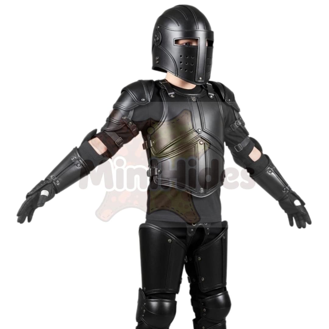 Kid's Black Leather Tactical Armor Cosplay Suit: Full Body Superhero ...
