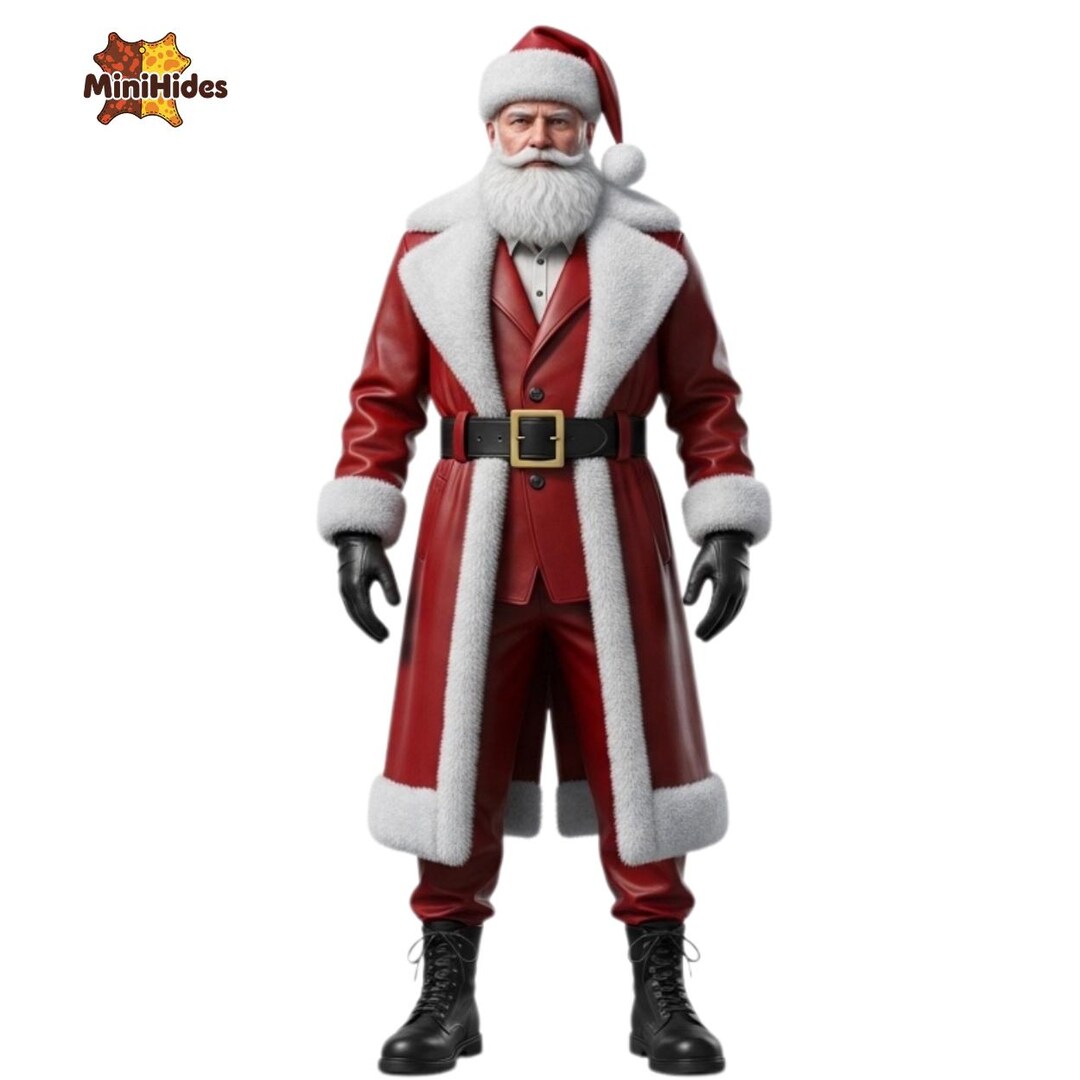Real Leather Santa Claus Coat With Fur - Christmas Costume Outfit - Etsy