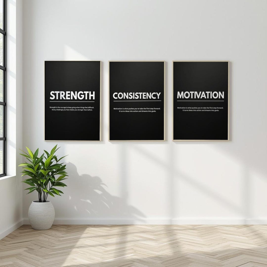 Set of 3 Motivational Definition Posters | Gym & Office Wall Art ...