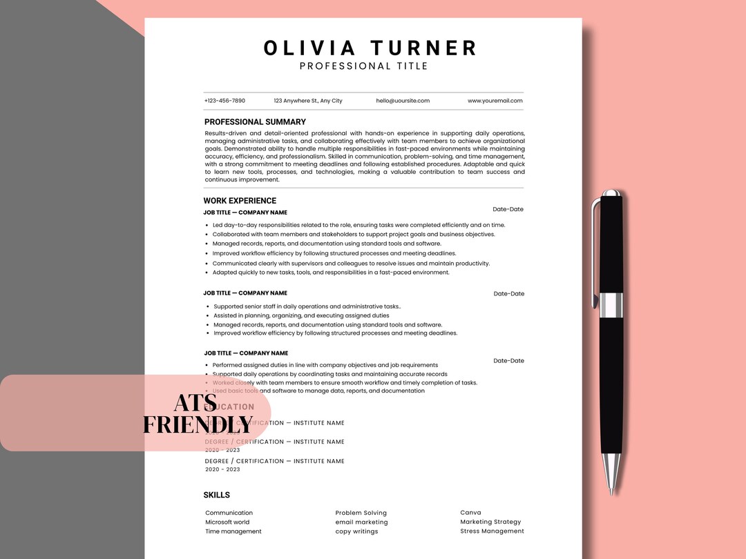 Professional and Single-column Resume & Cover Letter Bundle Template ...