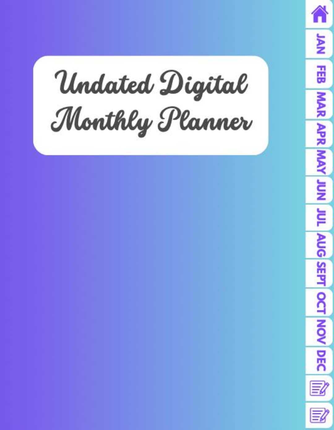 Undated Digital Monthly Planner - Etsy