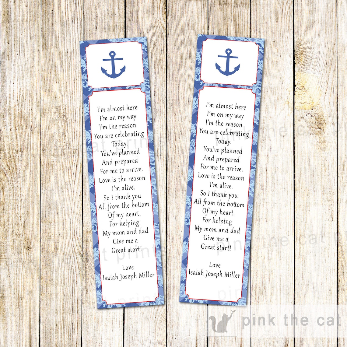 Nautical Bookmark Nautical Baby Shower Favor Idea Printable | Etsy