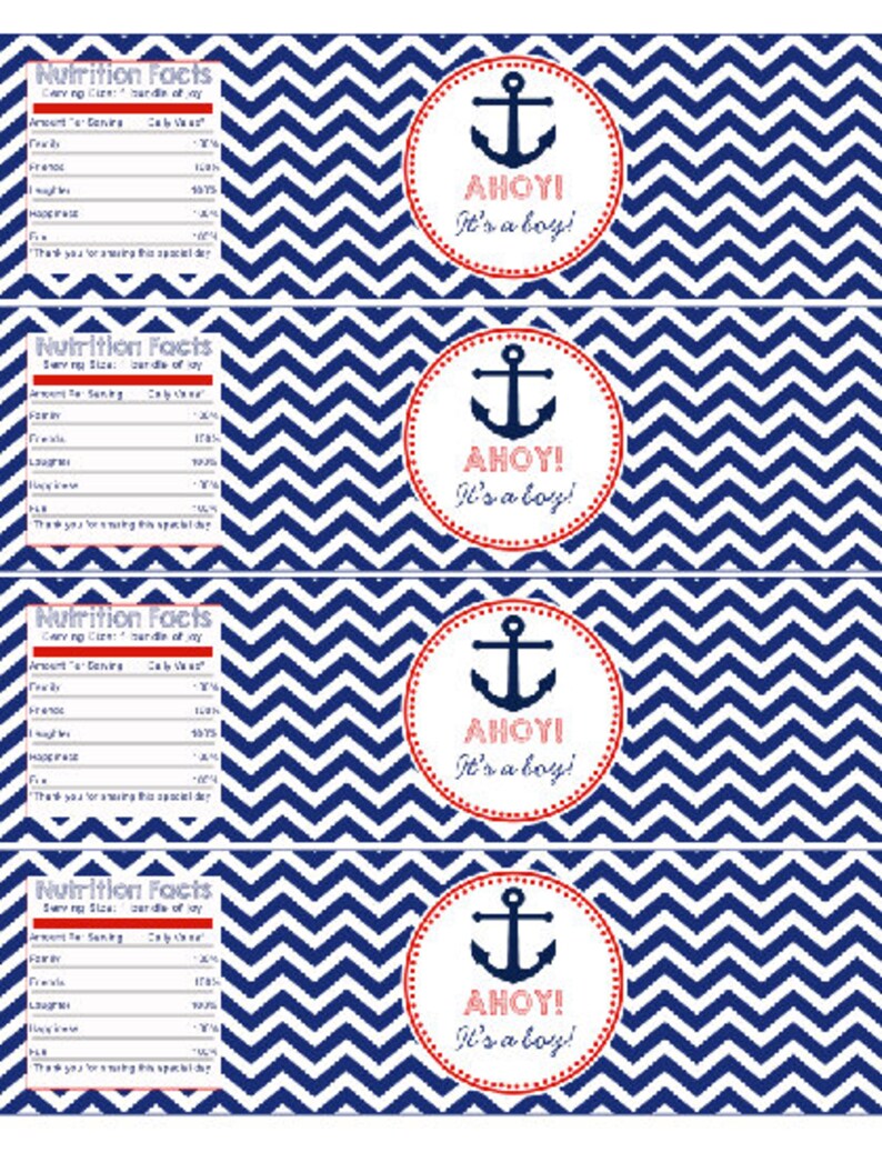 Nautical Bottle Label - Anchor Bottle Label Nautical Baby Shower Bottle ...