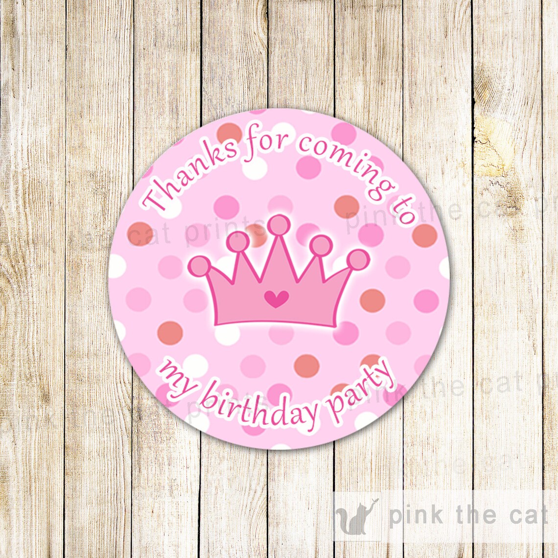 Princess Gift Favor Labels Girl Birthday Party Pink Polka Dots | Etsy