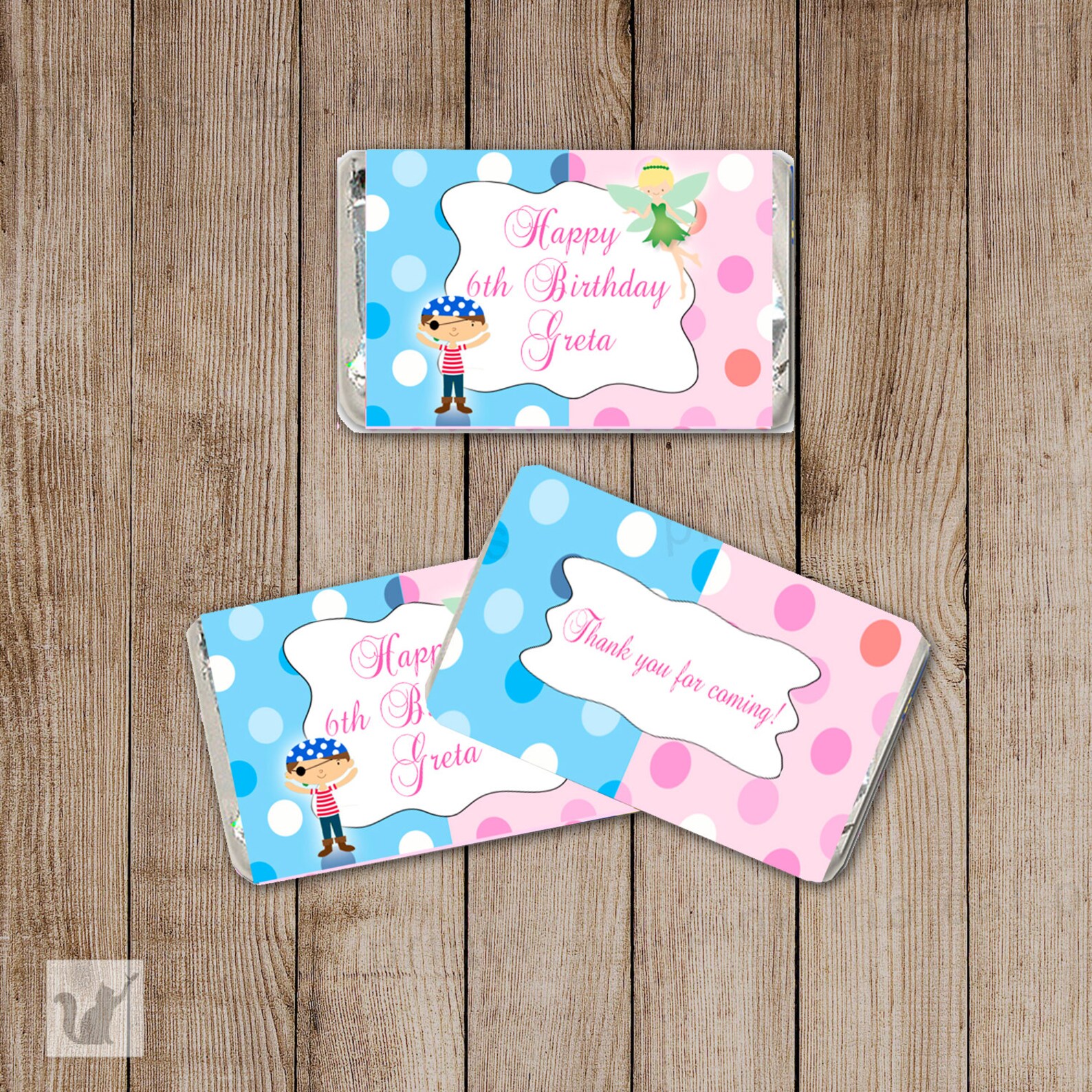 Pirate Fairy Candy Label Kids Birthday Party Favor Mini Bar - Etsy