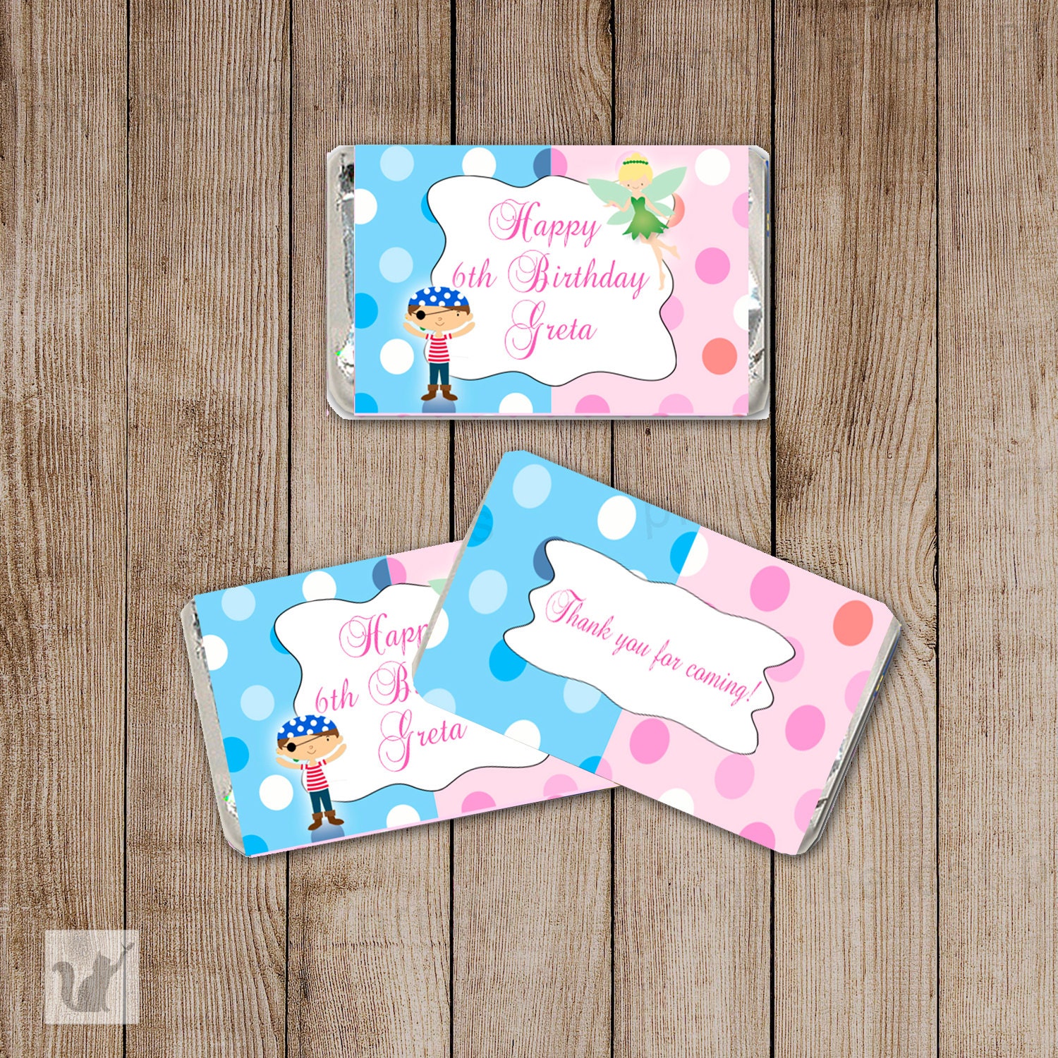 Pirate Fairy Candy Label Kids Birthday Party Favor Mini Bar - Etsy