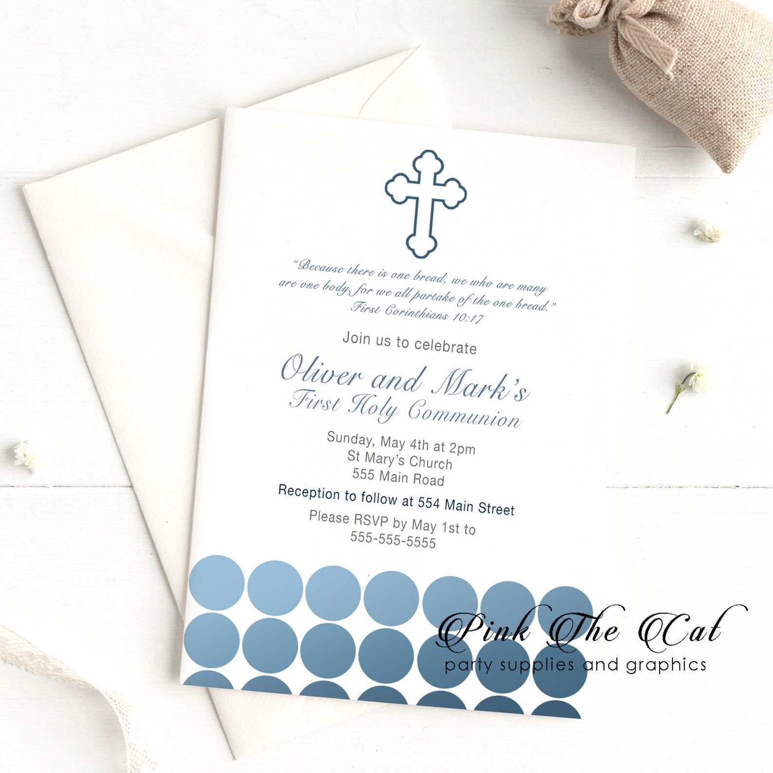 Boy first communion invitation double communion invitation | Etsy